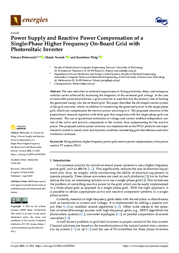 (PDF) Power Supply and Reactive Power Compensation of a Single-Phase ...