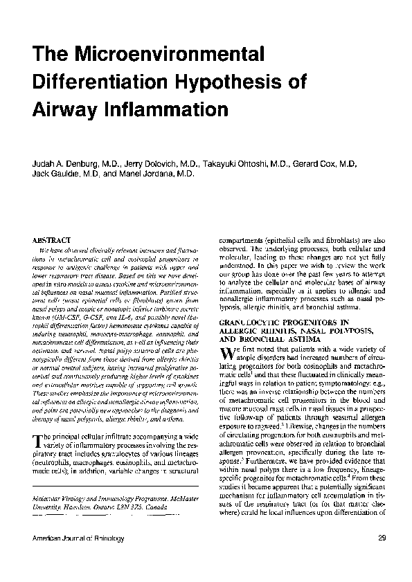 (PDF) The Microenvironmental Differentiation Hypothesis of Airway ...