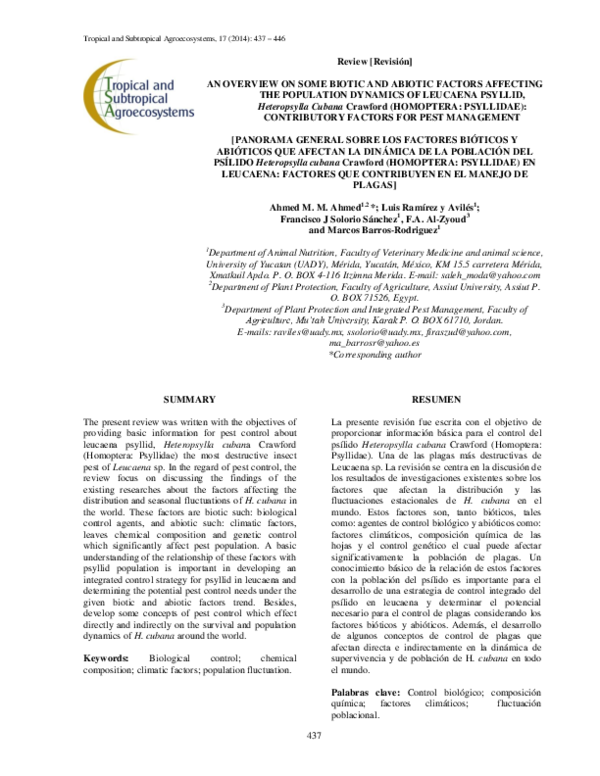 (PDF) AN OVERVIEW ON SOME BIOTIC AND ABIOTIC FACTORS AFFECTING THE POPULATION DYNAMICS OF ...