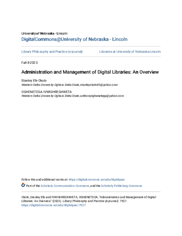 (PDF) Administration and Management of Digital Libraries: An Overview ...
