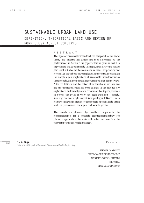 (PDF) Sustainable urban land use: Definition, theoretical basis and ...