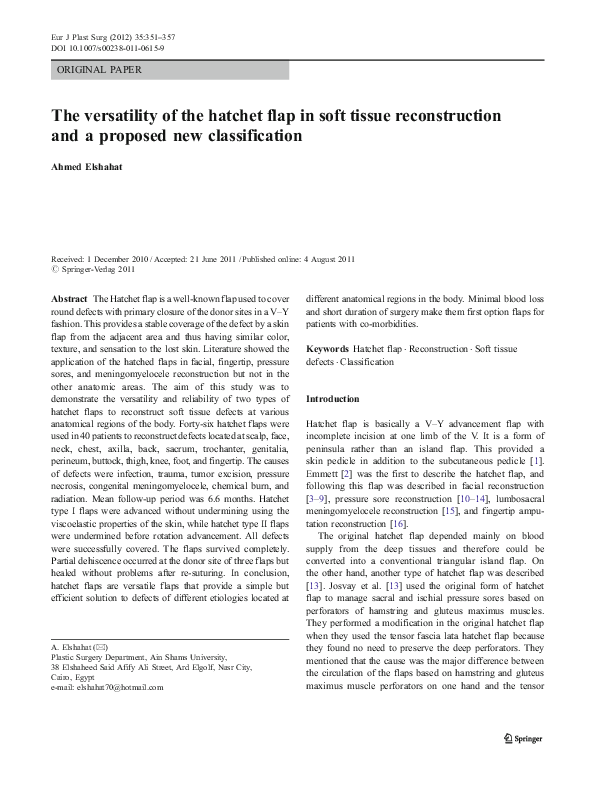 (PDF) The versatility of the hatchet flap in soft tissue reconstruction ...