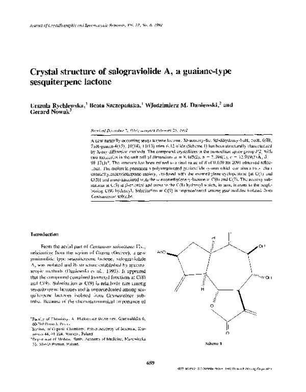 (PDF) Crystal structure of salograviolide A, a guaiane-type ...
