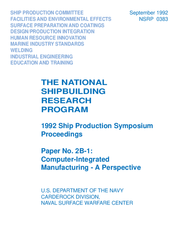 (PDF) The National Shipbuilding Research Program, 1992 Ship Production ...