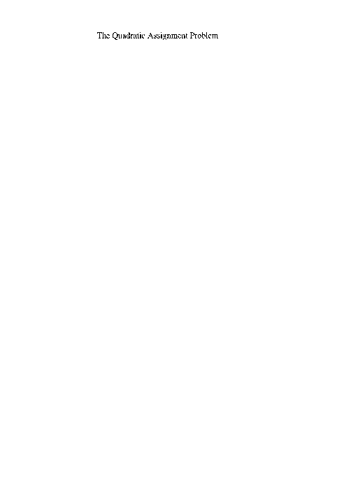 (PDF) The Quadratic Assignment Problem-Theory and Algorithms