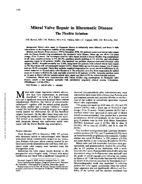 (PDF) Mitral valve repair in rheumatic disease. The flexible solution