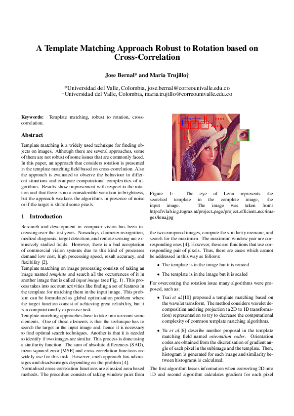 Pdf A Template Matching Approach Robust To Rotation Based On Cross Correlation 9854