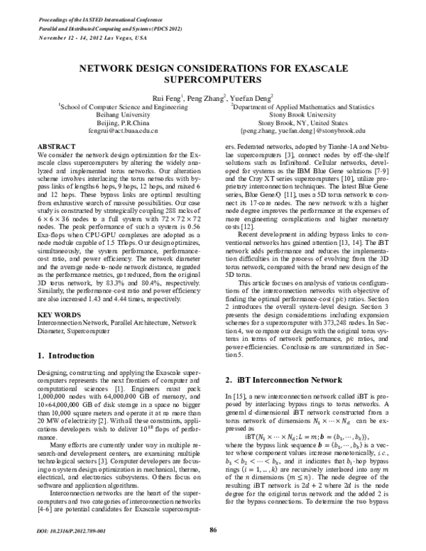 (PDF) Network design considerations for exascale supercomputers