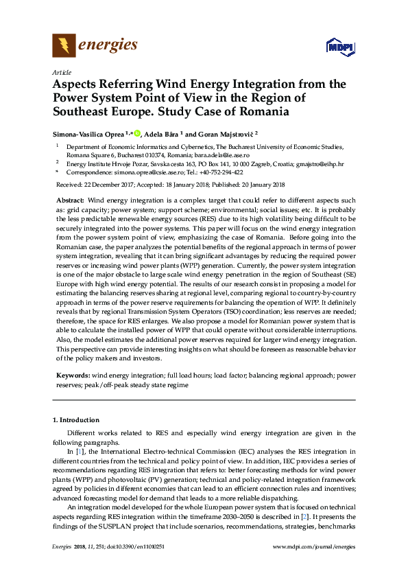 (PDF) Aspects Referring Wind Energy Integration from the Power System ...