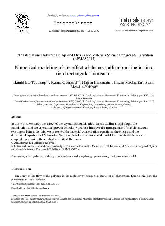 (PDF) Numerical modeling of the effect of the crystallization kinetics in a rigid rectangular ...