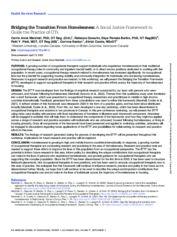 (PDF) Bridging the Transition From Homelessness: A Social Justice ...