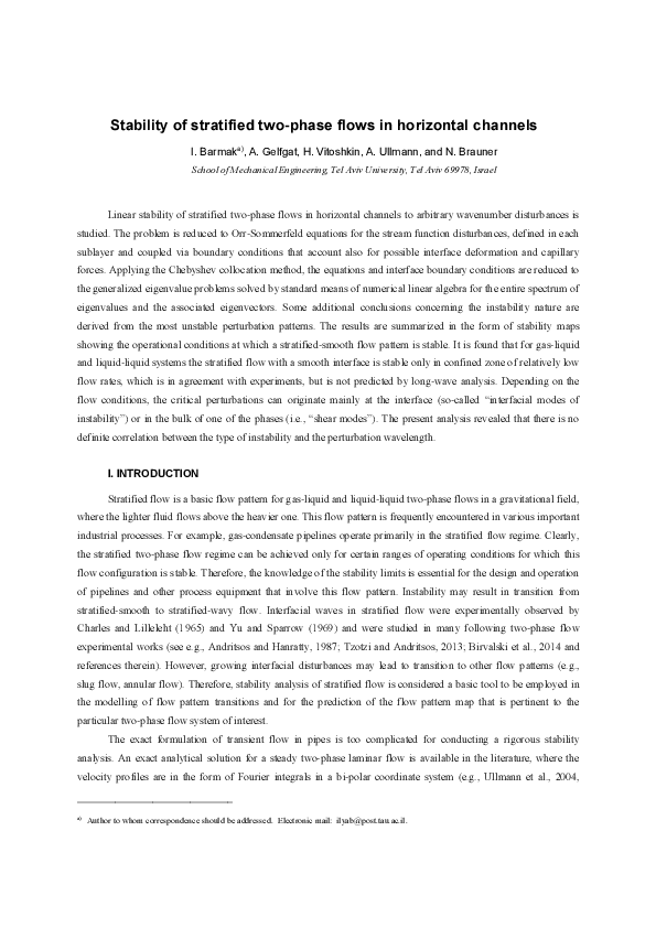 (PDF) Stability of stratified two-phase flows in horizontal channels