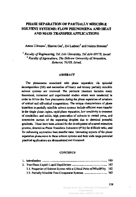 (PDF) Phase Separation of Partially Miscible Solvent Systems: Flow ...
