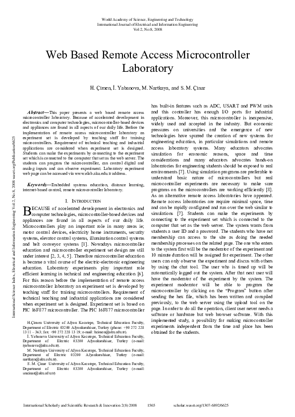 (PDF) Web Based Remote Access Microcontroller Laboratory