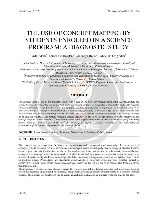 (PDF) THE USE OF CONCEPT MAPPING BY STUDENTS ENROLLED IN A SCIENCE ...