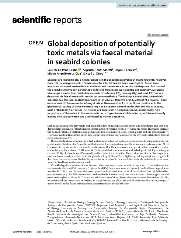 (PDF) Global deposition of potentially toxic metals via faecal material ...