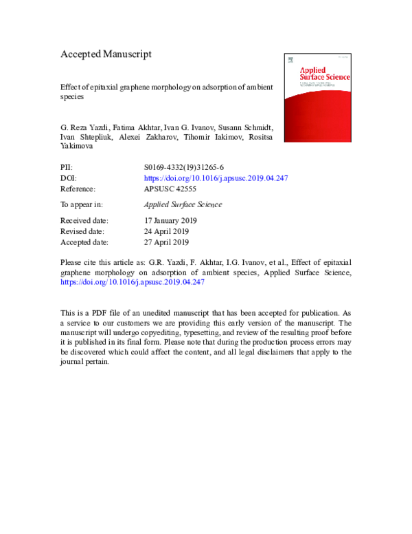 (PDF) Effect of epitaxial graphene morphology on adsorption of ambient species