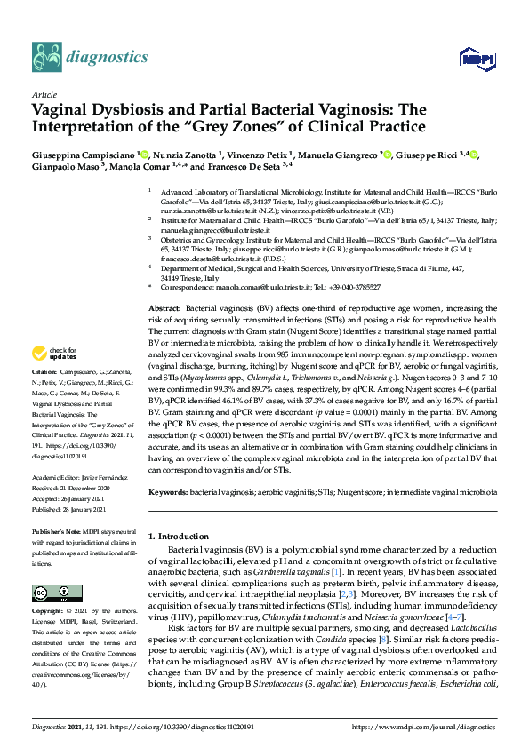 (PDF) Vaginal Dysbiosis and Partial Bacterial Vaginosis: The ...