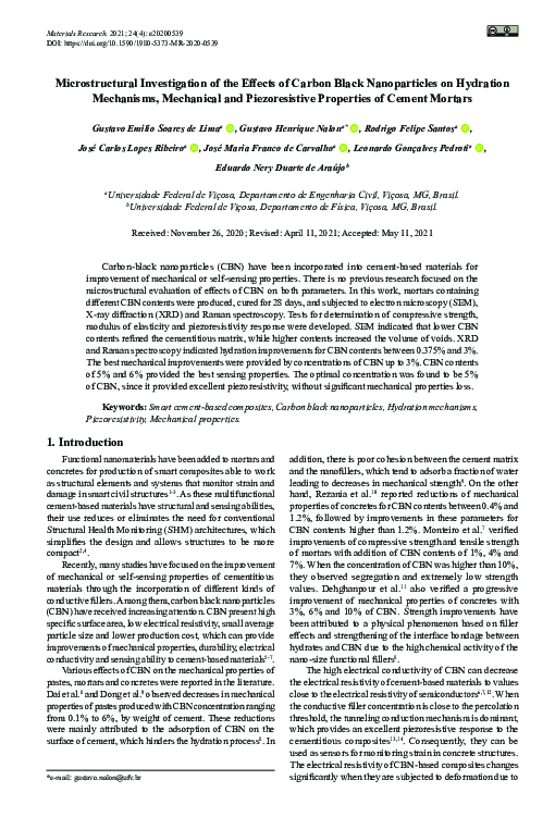 (PDF) Microstructural Investigation of the Effects of Carbon Black Nanoparticles on Hydration ...