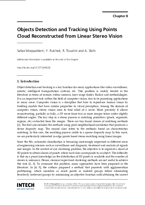 (PDF) Objects Detection and Tracking Using Points Cloud Reconstructed from Linear Stereo Vision ...
