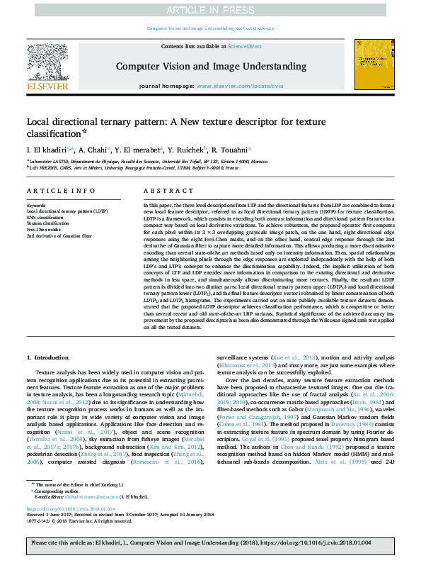 Pdf Local Directional Ternary Pattern A New Texture Descriptor For Texture Classification