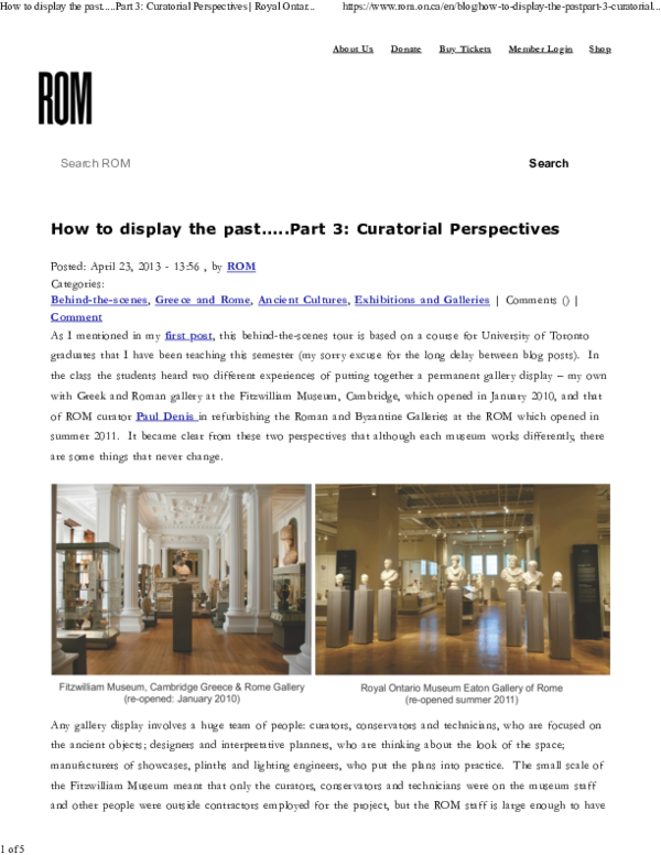 (PDF) How to display the past.....Part 3: Curatorial Perspectives
