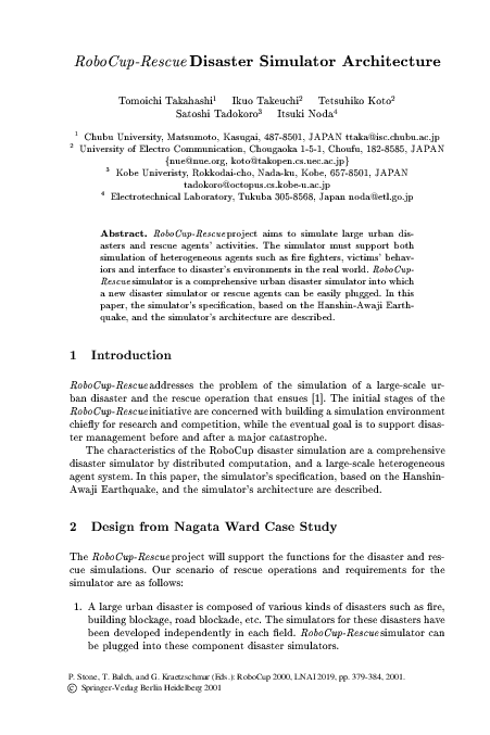 (PDF) RoboCup-Rescue Disaster Simulator Architecture