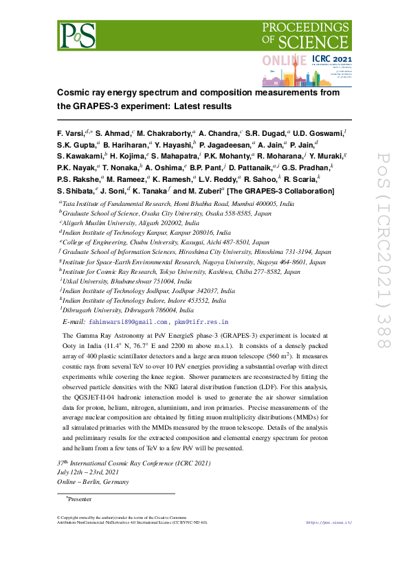 (PDF) Cosmic ray energy spectrum and composition measurements from the ...