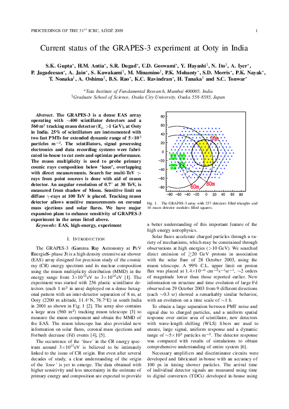 (PDF) Current status of the GRAPES-3 experiment at Ooty in India