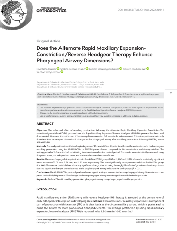 (PDF) Does the Alternate Rapid Maxillary ExpansionConstriction/Reverse Headgear Therapy Enhance ...