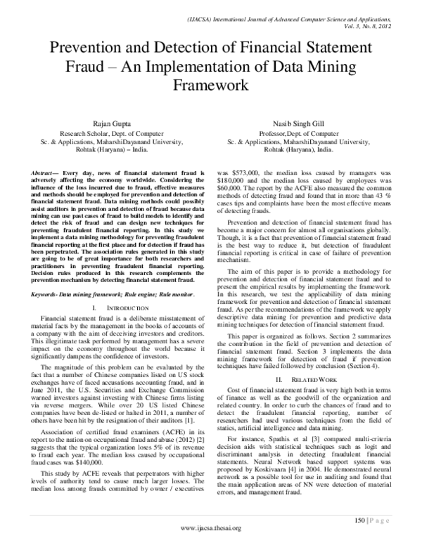 (PDF) Prevention and Detection of Financial Statement Fraud – An Implementation of Data Mining ...