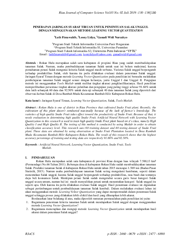 (PDF) Penerapan Jaringan Syaraf Tiruan Untuk Penentuan Salak Unggul Dengan Menggunakan Metode ...