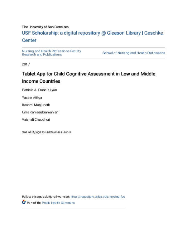 (PDF) Tablet app for child cognitive assessment in low and middle ...