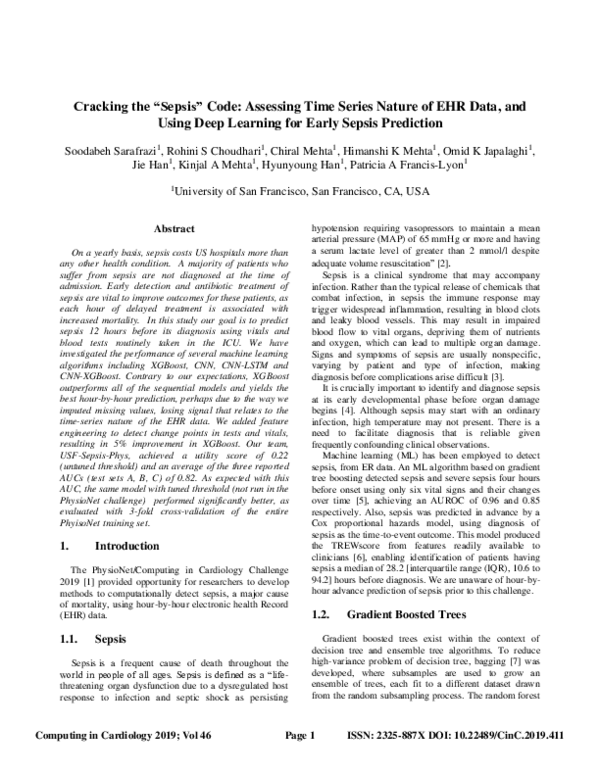 Pdf Cracking The “sepsis” Code Assessing Time Series Nature Of Ehr