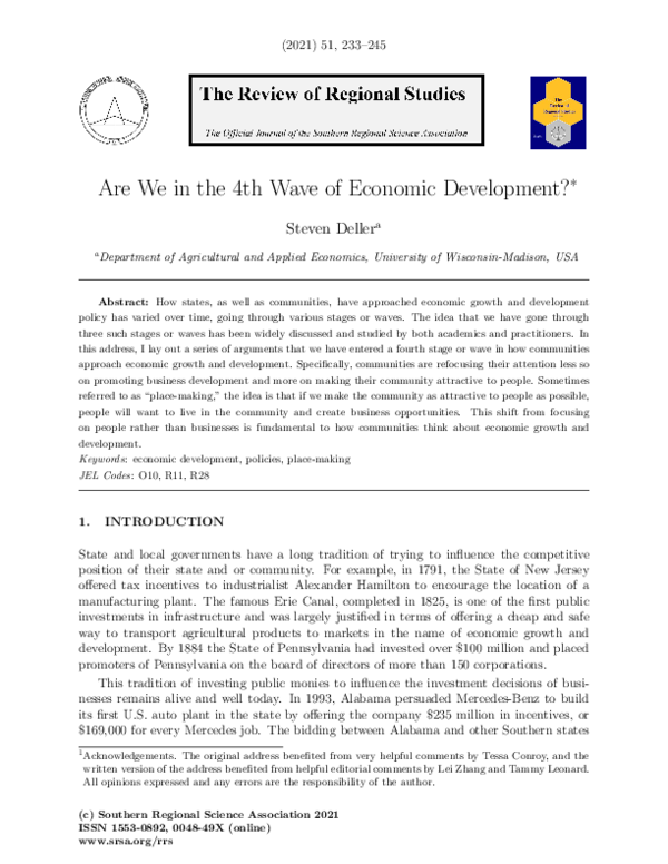 (PDF) Are We in the 4th Wave of Economic Development?
