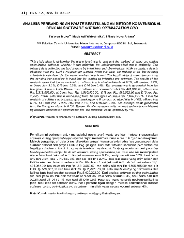 (PDF) Analisis Perbandingan Waste Besi Tulangan Metode Konvensional ...