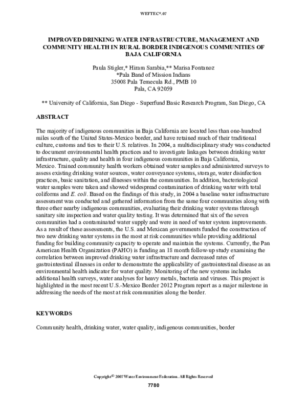 (PDF) Improved Drinking Water Infrastructure, Management and Community ...