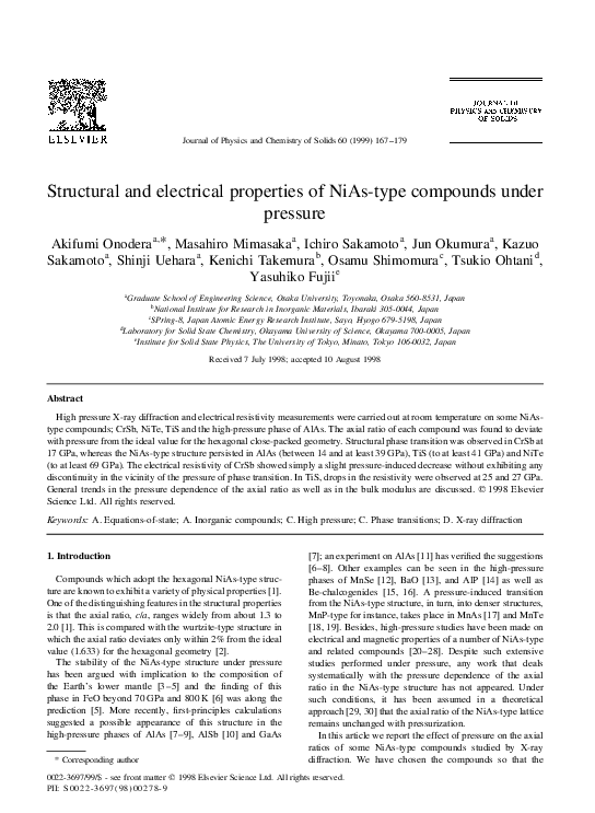 (PDF) Structural and electrical properties of NiAs-type compounds under ...