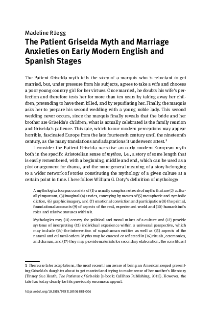 (PDF) The Patient Griselda Myth And Marriage Anxieties On Early Modern ...