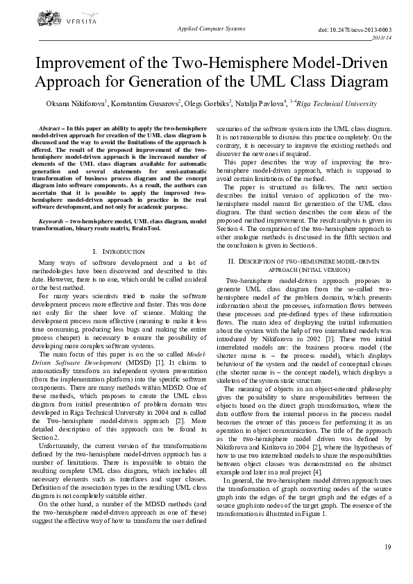 (PDF) Improvement of the Two-Hemisphere Model-Driven Approach for Generation of the UML Class ...