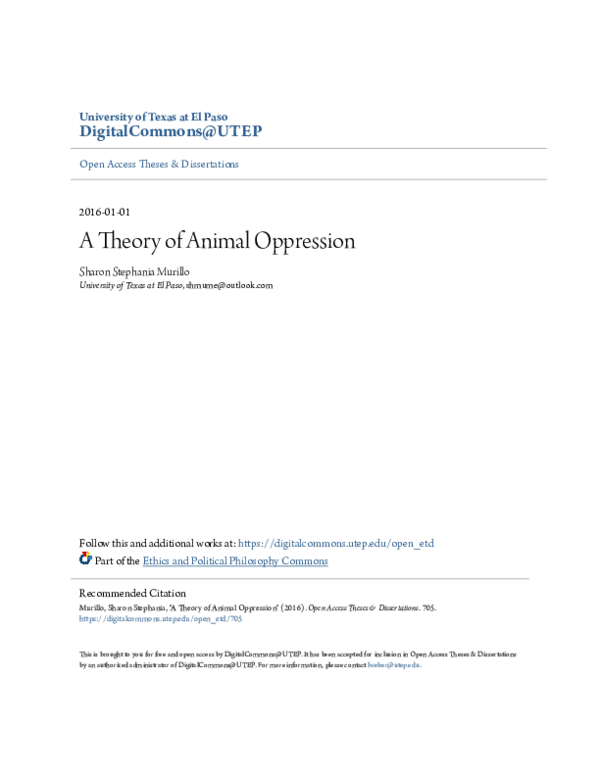 (PDF) A Theory of Animal Oppression