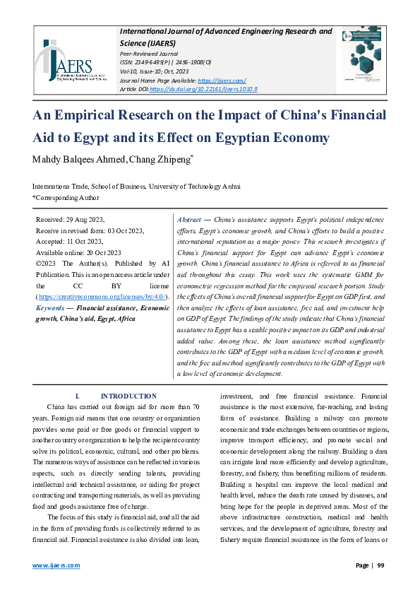 (PDF) An Empirical Research on the Impact of China's Financial Aid to ...