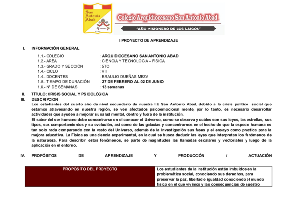 (DOC) PROYECTO I FISICA 4TO SEC | braulio dueñas meza - Academia.edu