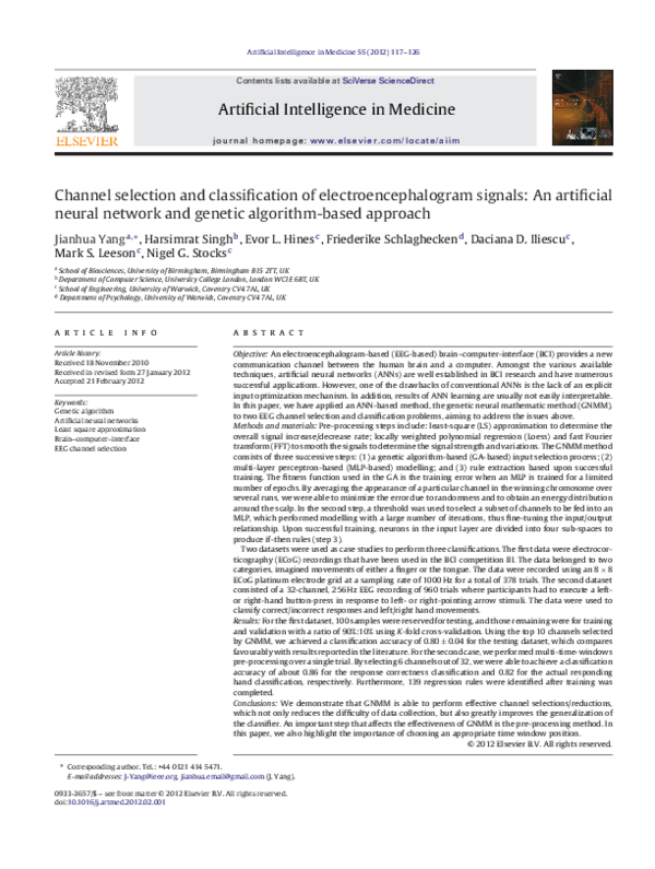 (PDF) Channel selection and classification of electroencephalogram signals: An artificial neural ...
