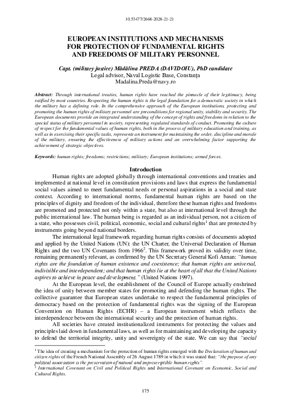 (PDF) European Institutions and Mechanisms for Protection of ...