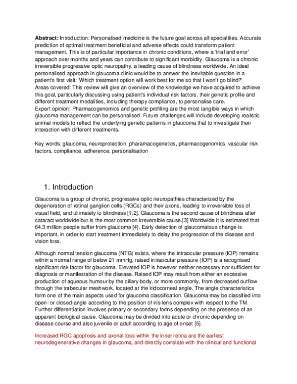 (PDF) Personalized approaches for the management of glaucoma