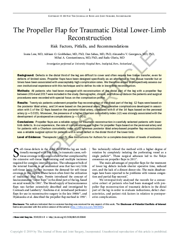 (PDF) The Propeller Flap for Traumatic Distal Lower-Limb Reconstruction