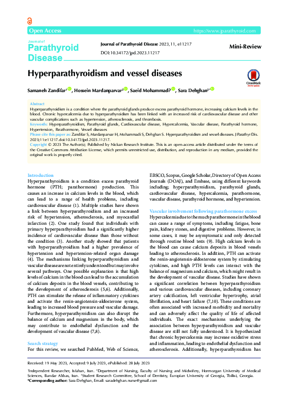 (PDF) Hyperparathyroidism and vessel diseases