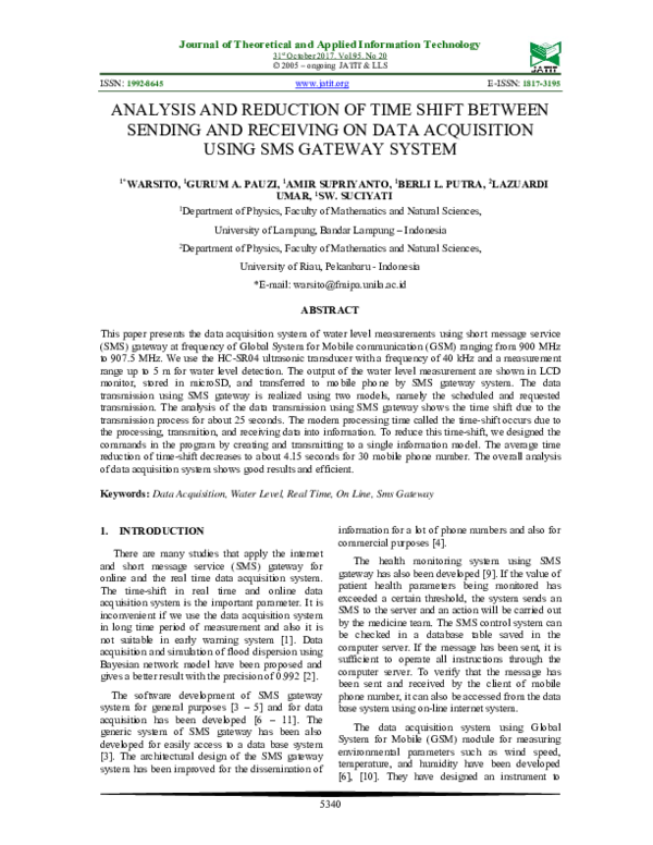 (PDF) Analysis and Reduction of Time Shift Betweensending and Receiving ...