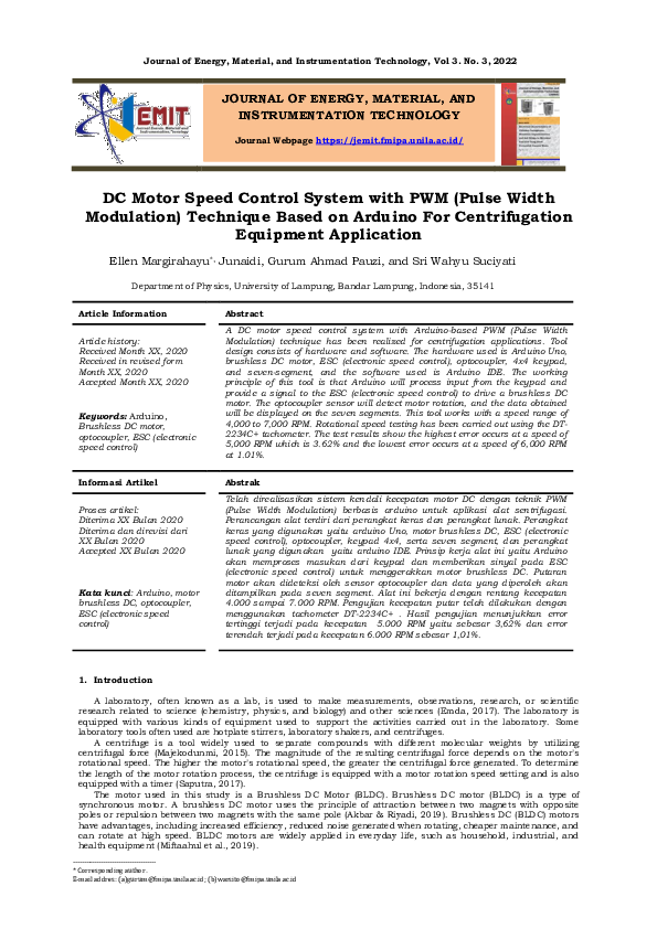 Pdf Dc Motor Speed Control System With Pwm Pulse Width Modulation